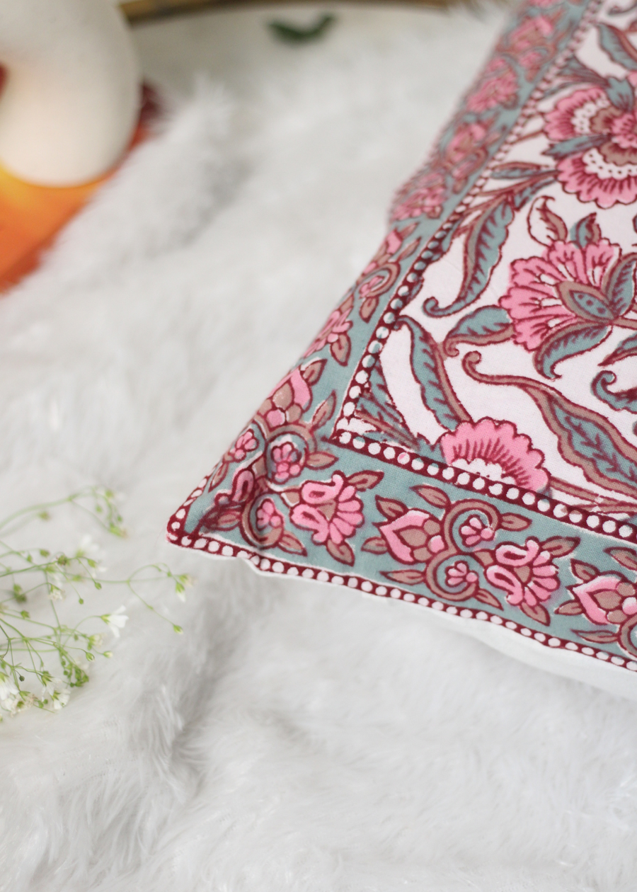 Pink Floral Cushion Cover - Set of two – WeavingHomes